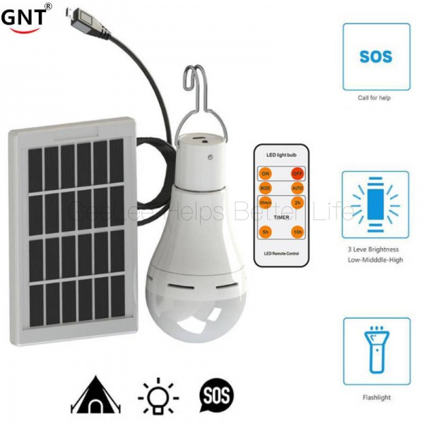 LED Solar Remote Control Light Solar Bulb Lamp Indoor Waterproof Panel ...