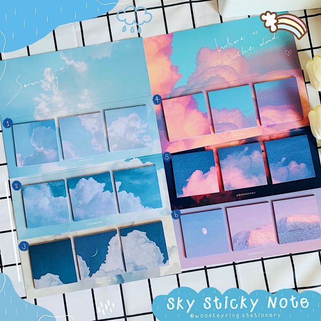 sky sticky note โพสอิทมีกาวในตัวค่า - woodkeyring - ThaiPick