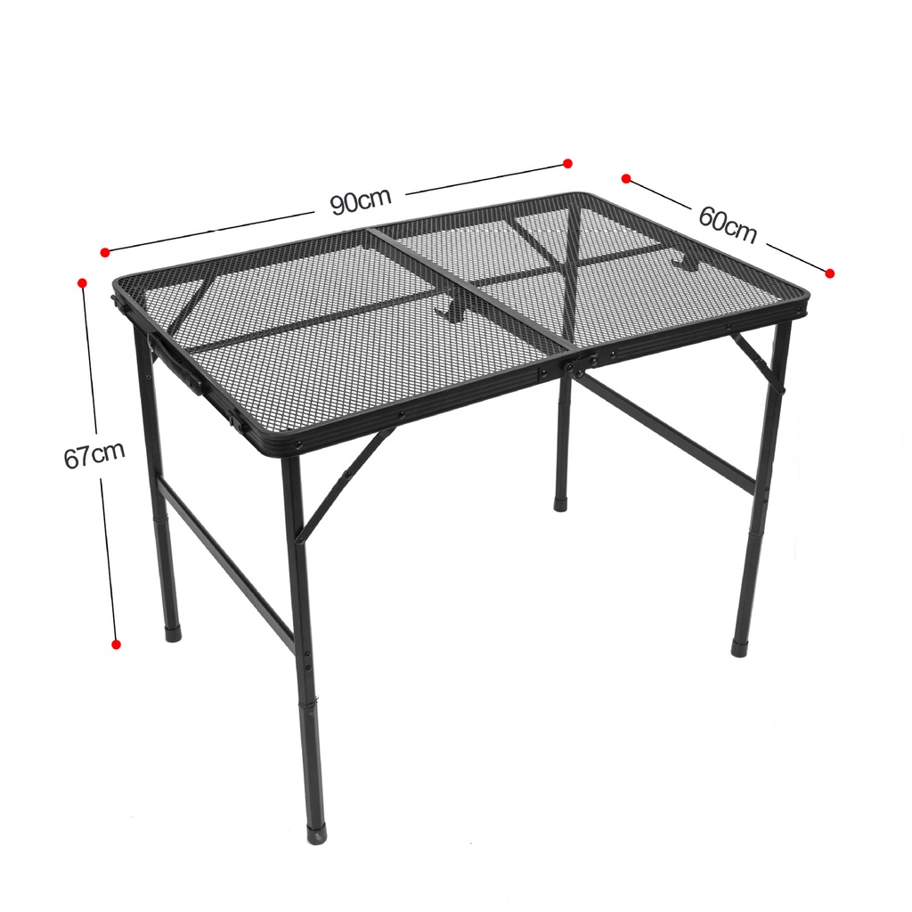 โต๊ะตะแกรงเหล็ก size L - HQZ-6090 ต่อขาได้ 90cm x 60cm x 42-67cm พับ 60x45x8CM บูรพาแค้มป์ ...