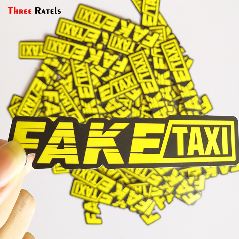Three Ratels 50pcs Yellow Fake Taxi Logo Pvc Waterproof Window Laptop ...