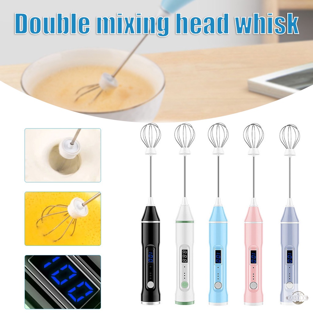 USB Hand Blender Mini Handheld Mixer with 2 x Whisk Egg Beater with LCD ...