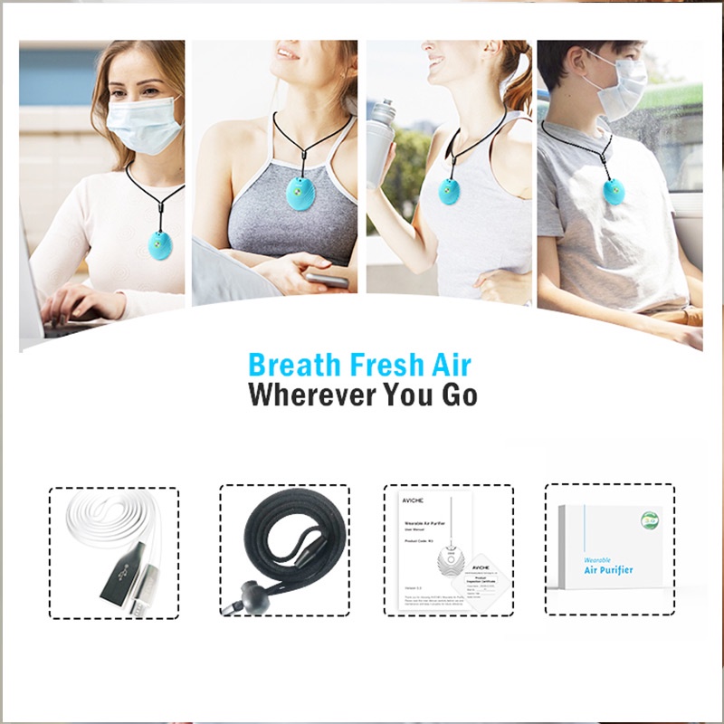 AVICHE W3 Version 3.0 2021 New Upgrade Air Purifier Negative Ion Necklace Wearable Personal ...