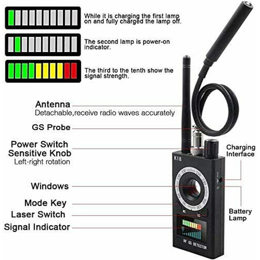 Detector Signal Tracker 1SETS Anti-Spy Audio Finder GSM RF 1MHZ-8000MHZ ...