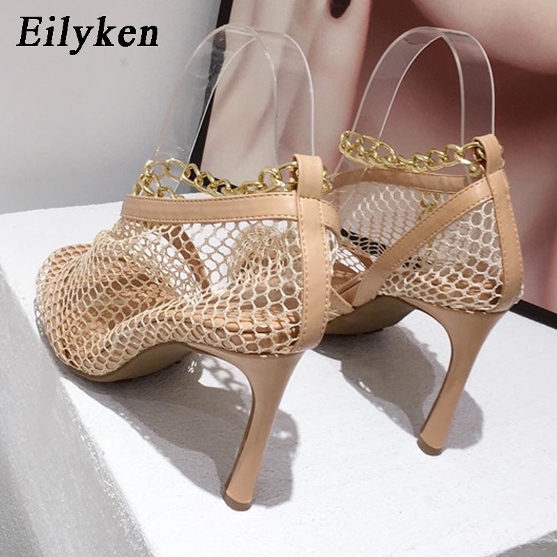 Eilyken Summer Autumn Sexy Mesh chain Pumps sandals Female Round head ...
