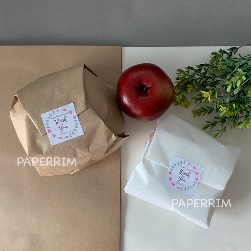 กระดาษห่อขนม ห่อเบอร์เกอร์ มีสีน้ำตาล สีขาว ขนาด 12x12 นิ้ว บรรจุ 50