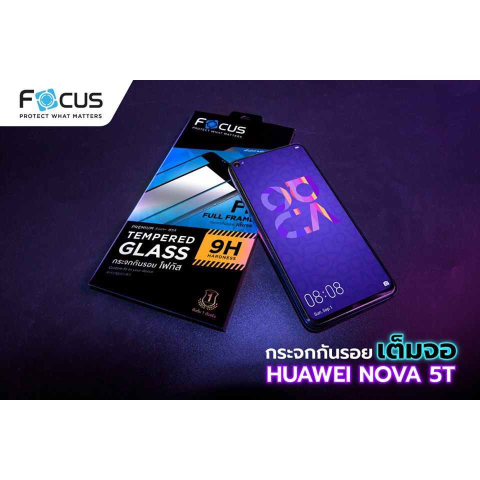 ฟิล์มกระจกเต็มจอ ใส Focus Huawei NovaY70 Nova8SE Nova7 Nova5T P40 P30 P20Pro Y9s Y6s Y9 Y7 ...