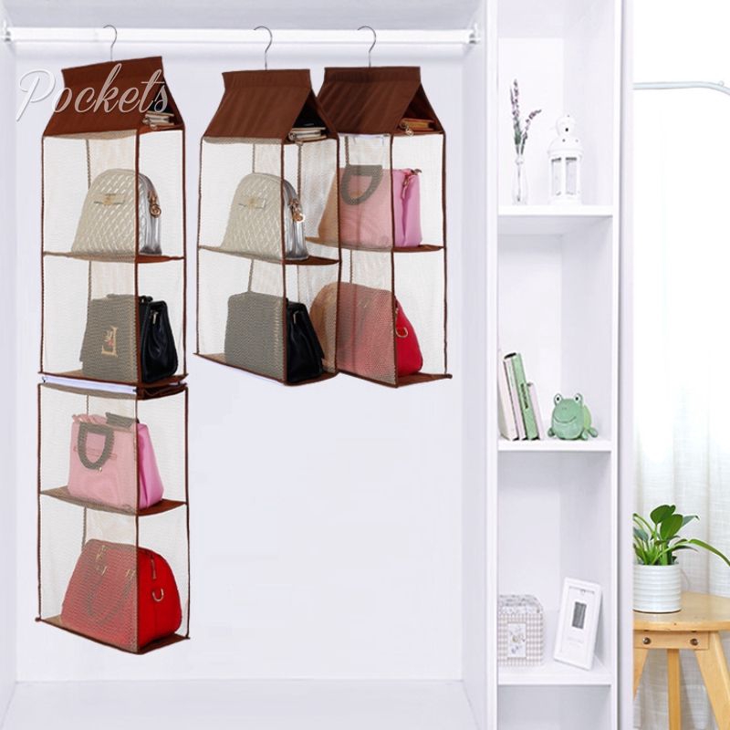 ღ 4-cell hanging type non-woven fabric detachable bag storage bag ...