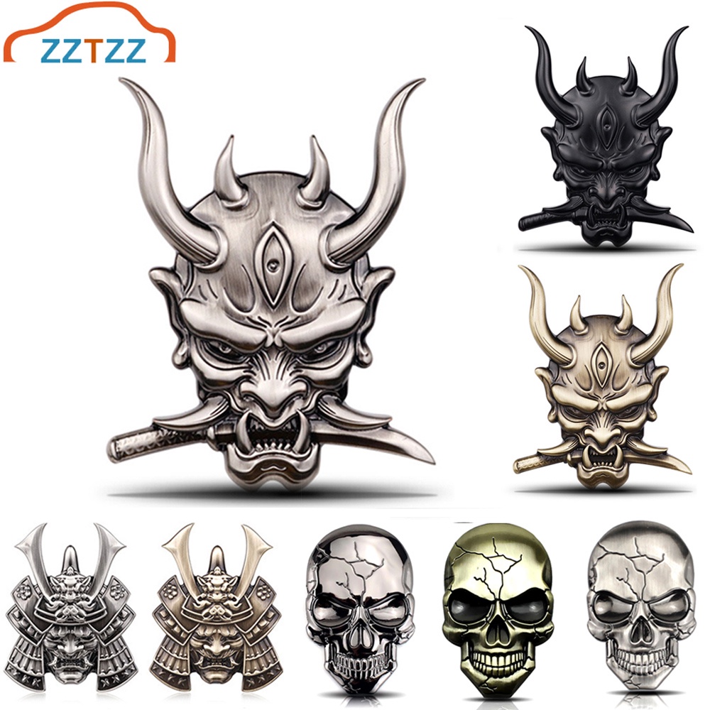 3d Car Sticker Premium Warrior Metal Car Side Fender Rear Trunk Skull ...