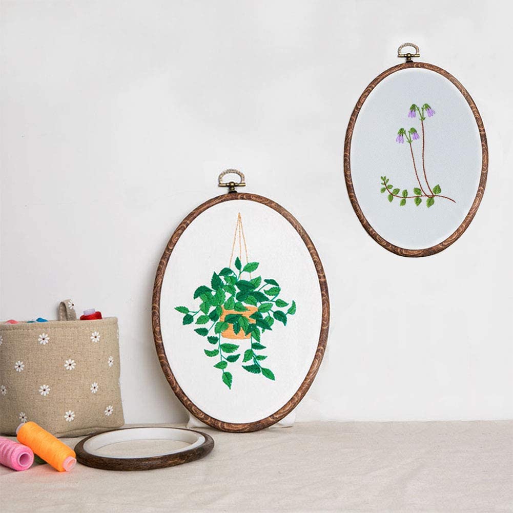 4 Pcs Embroidery Hoops Set Cross Stitch Hoop Ring Imitate Wood Display ...
