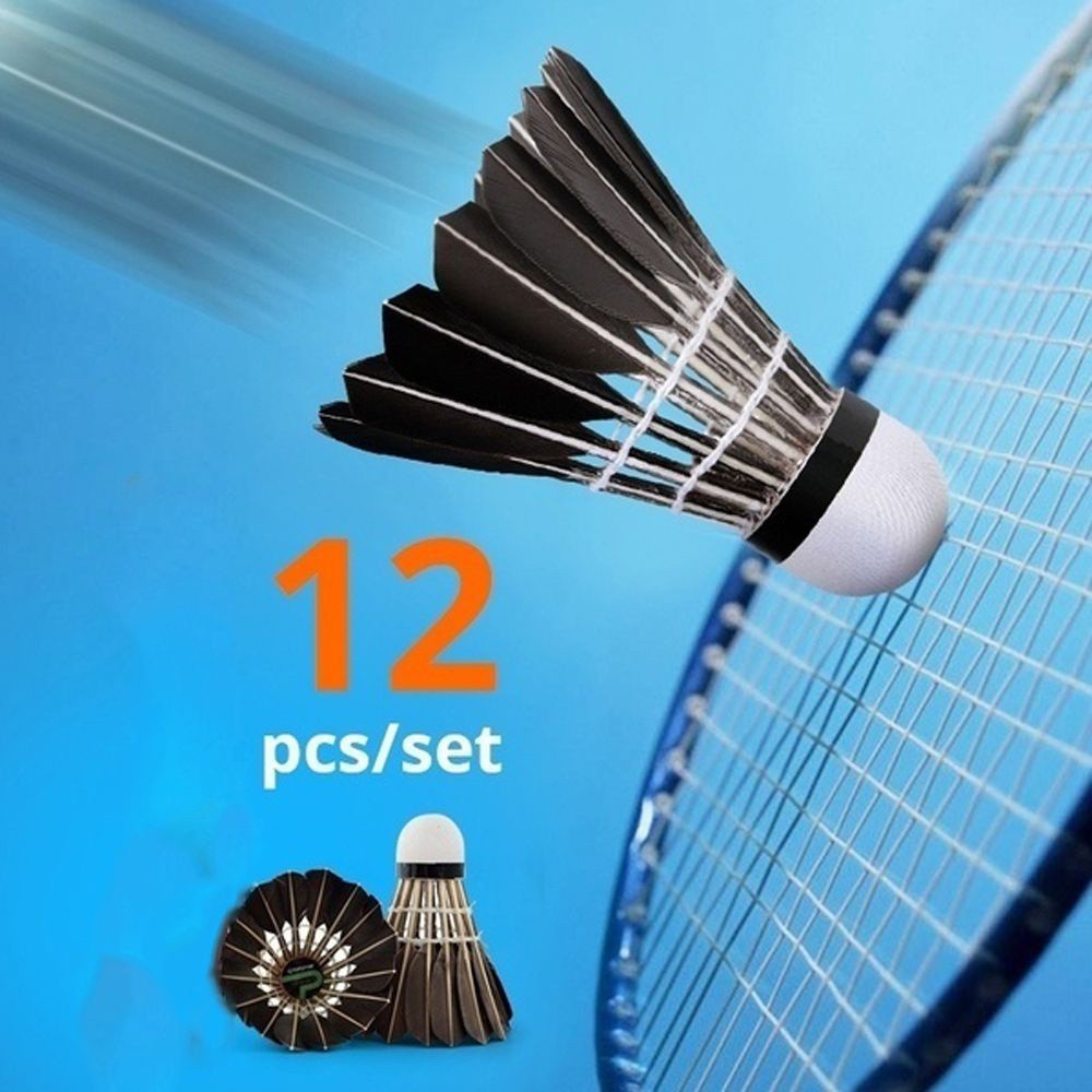 PEWANY 12PCS Shuttlecock Black Ball Badminton for Game Fiber 1 Barrel ...