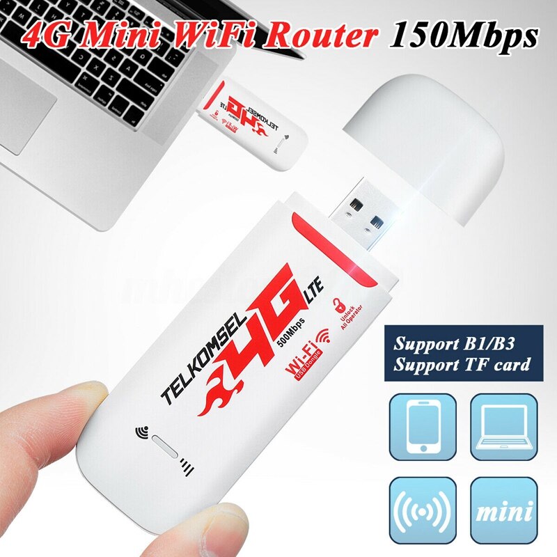 Portable 4G/3G LTE Car WIFI Router Hotspot 150Mbps Wireless USB Dongle Mobile Broadband Modem ...