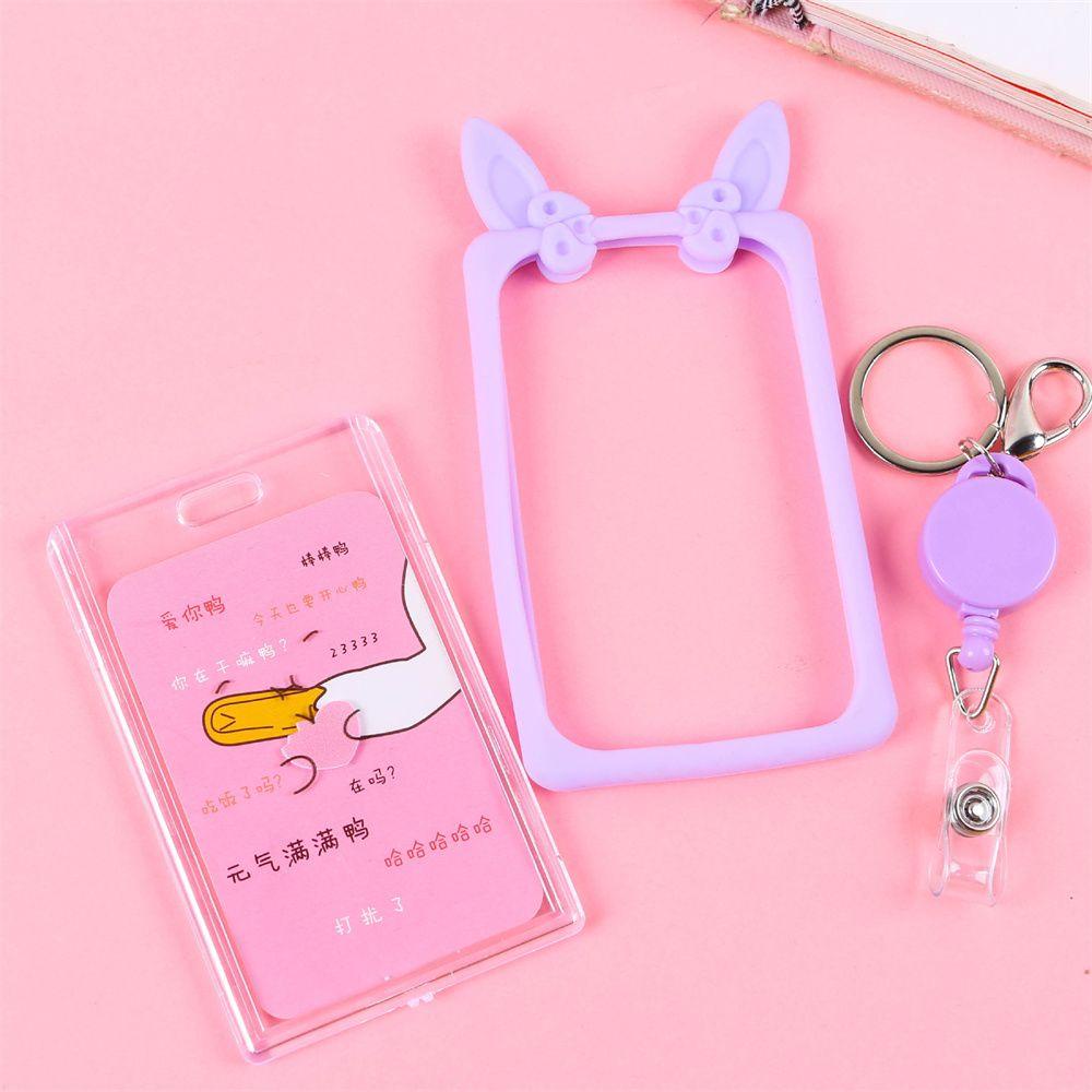 JENNIFERDZ Office ID Card Holder Silicone Student Card Case Retractable ...