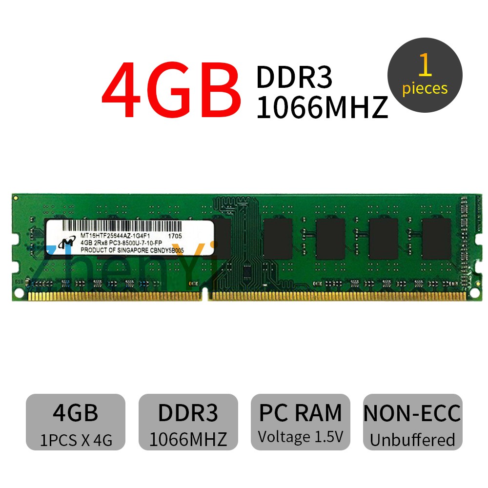 Micron DDR3 4GB computer RAM DESKTOP PC RAM 1066MHz 240pin PC3-8500 1 ...