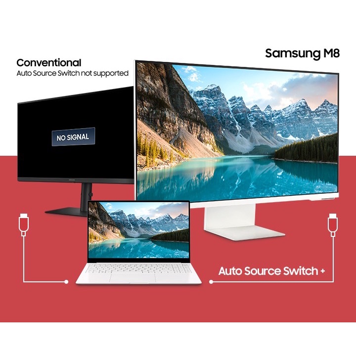 Samsung UHD 4K Monitor M8 32 with Wireless Webcam Type-C Smart TV apps ...