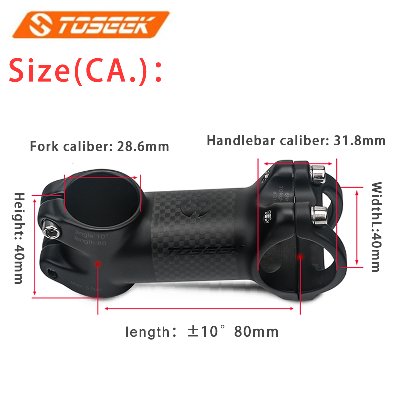 TOSEEK Bicycle Carbon Stem MTB Stem 10/17/25/35 Degree Ultralight Road Bike Handlebar Stem Bike ...