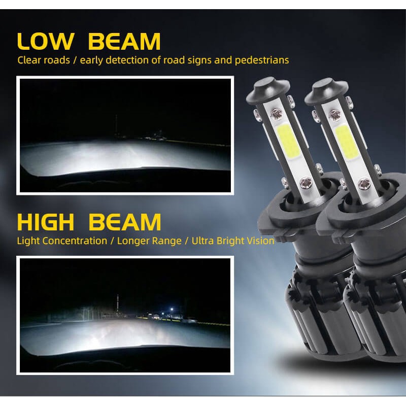 หลอดไฟ H7 Led H8 H4 Led H11 9005 Hb3 9006 Hb4 9012 H13 Led 8000LM 72W ...