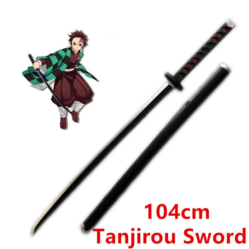 Demon Slayer Cosplay Sword 1:1 Tanjirou Black Sowrd Anime Ninja Knife ...