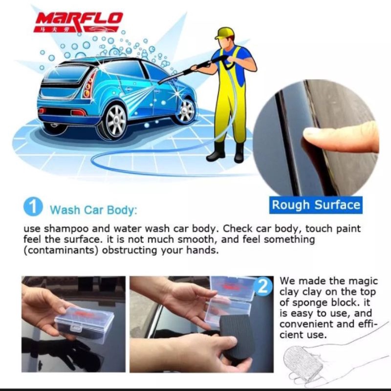 พร้อมส่งใน1วัน ฟองน้ำดินน้ำมันล้างรถ MARFLO Clay Block คุณภาพดี ปรับสี ...
