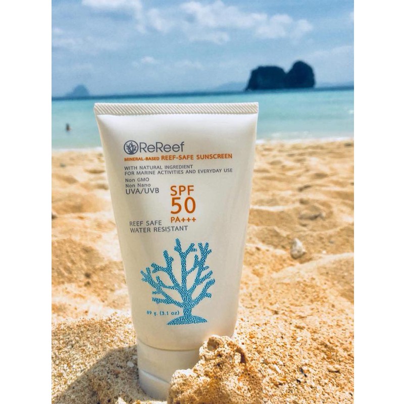 แพ็คคู่ แถมแปรง Rereef Reef-Safe Sunscreen SPF50 PA ครีมกันแดด รีรีฟ ...