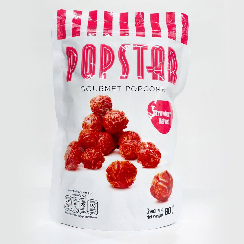 Popstar Snack Strawberry Velvet 80 G. ป๊อปคอร์นเมเจอร์ ป๊อปสตาร์ สแนค ...