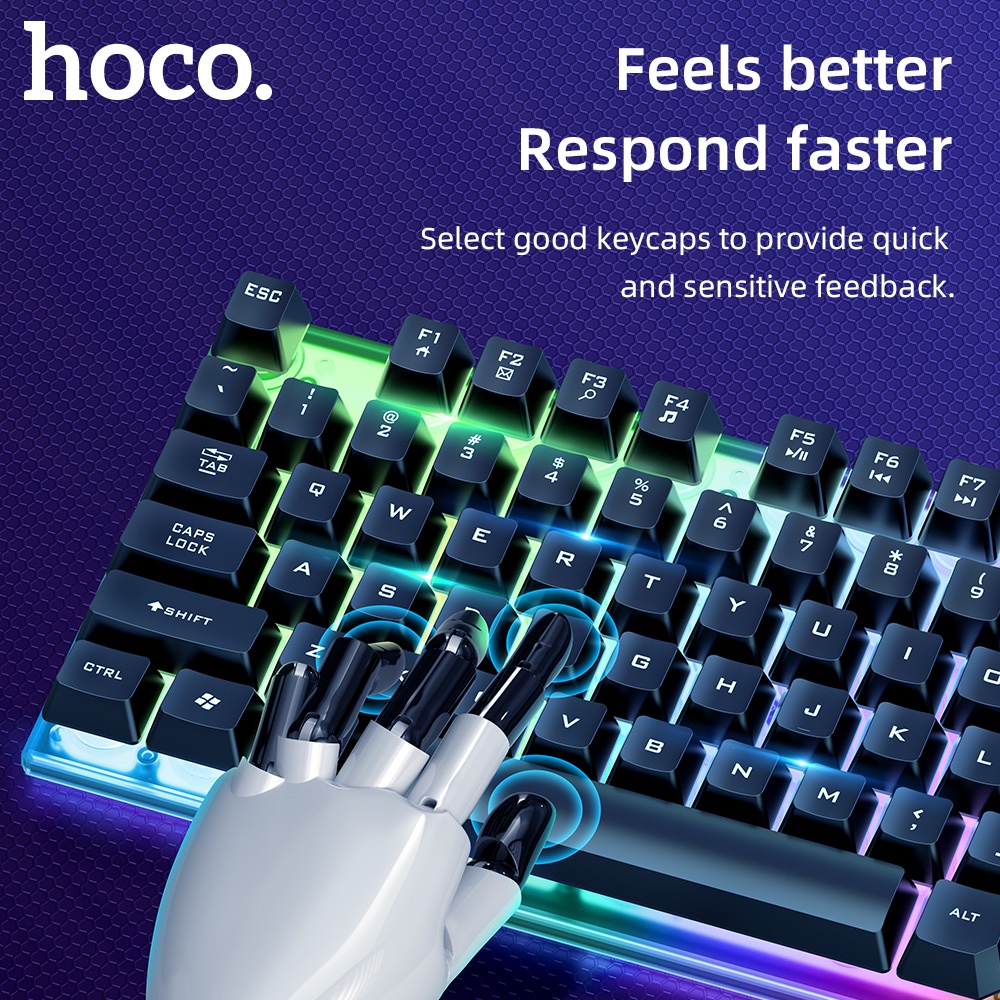 แป้นพิมพ์คอมพิวเตอร์ Hoco Led Gaming Keyboard Rainbow Backlight En Ru ...