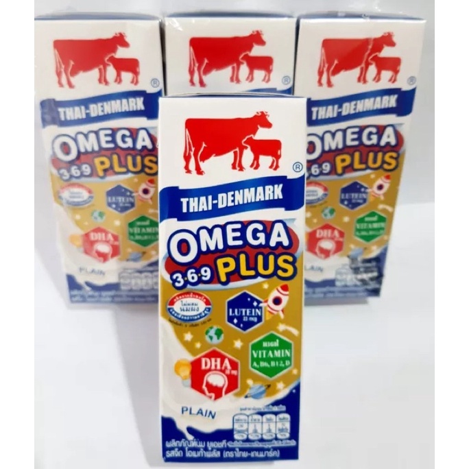 Thai-Denmark นมไทยเดนมาร์ค โอเมก้า พลัส180 มล รส จืด1ลัง12แพค 36 กล่อง - maymaystore29 - ThaiPick