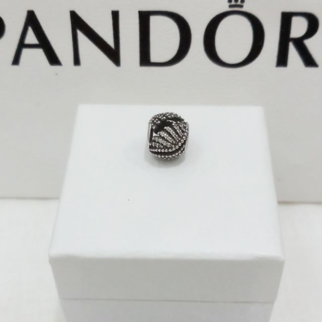 Pandora phoenix feather openwork silver charm with clear cubic zirconia ...