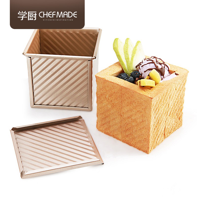 Water Cube 250G Non-stick Sliding Cover Corrugated Plain Toast Box ...