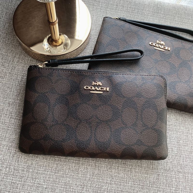 A คล้องมือ 1L ลายซีเข้ม ลายซีอ่อน COACH 6648 F58695 LARGE WRISTLET IN ...