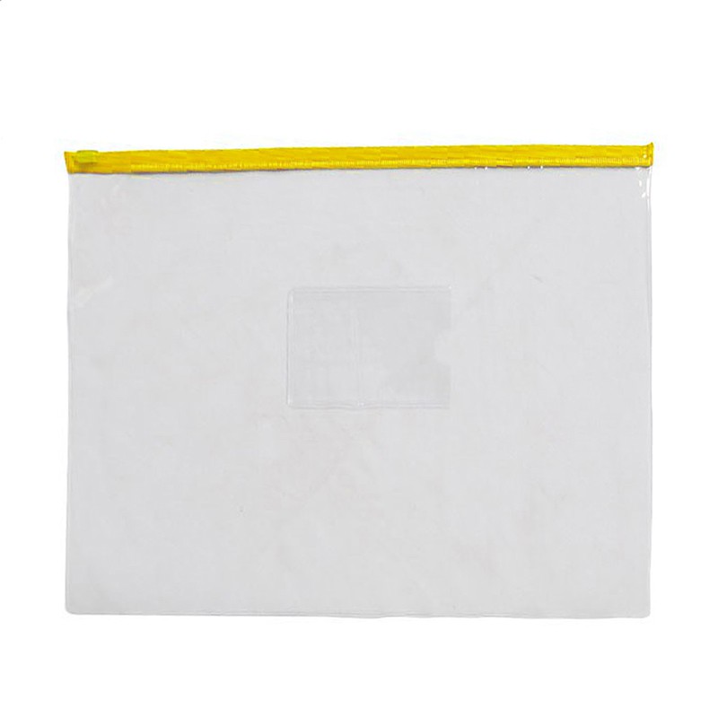 20 Pcs Clear PVC Yellow Slider Zip Lock Pouch Files Holder for A4 Paper ...