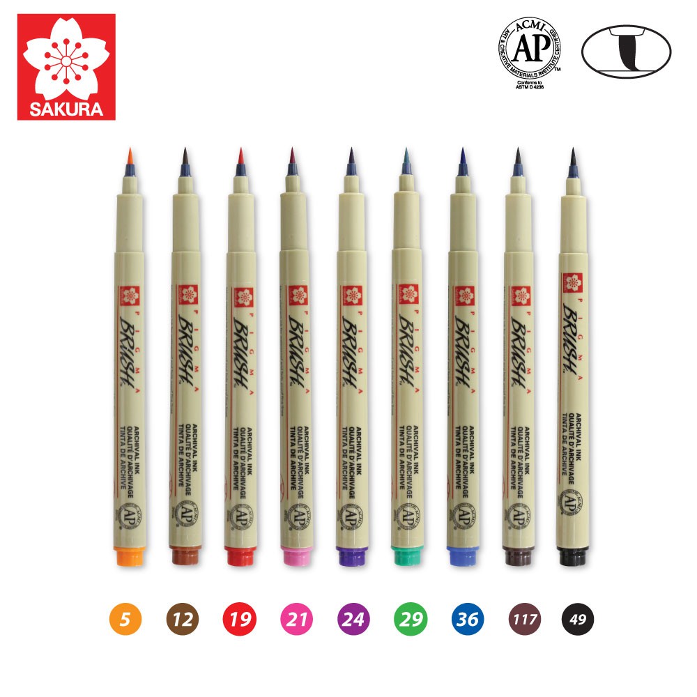 SAKURA (ซากุระ) ปากกาพิกม่า ปากกาหัวพู่กัน (Pigma Brush) รหัส XSDK - sakuraproductsth - ThaiPick