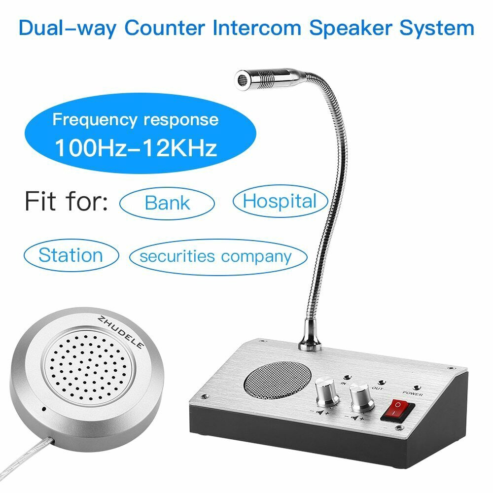 Window Glass Counter Intercom Speaker System Dual-Way Talk Microphone ...