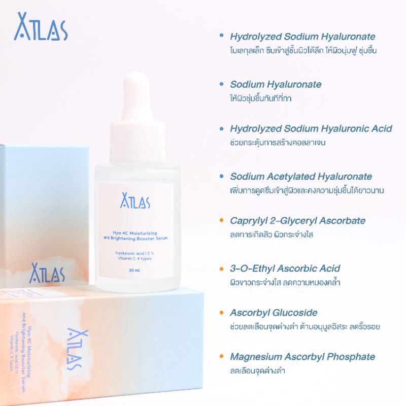 Atlas เซรั่มไฮยา Hya-4C - Moisturizing and Brightening Booster Serum ...