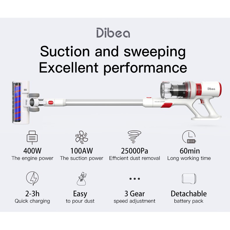 Dibea F20 MAX PLUS เครื่องดูดฝุ่นถูพื้นไร้สาย แท้งค์น้ำถูพื้น ดูดและถู ...
