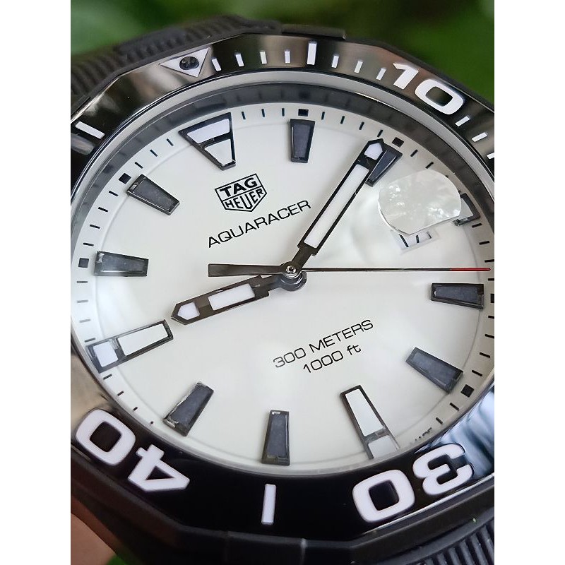 Tag Heuer Aquaracer Quartz Titanium PVD Black Ceramic WAY108A(Rubber ...