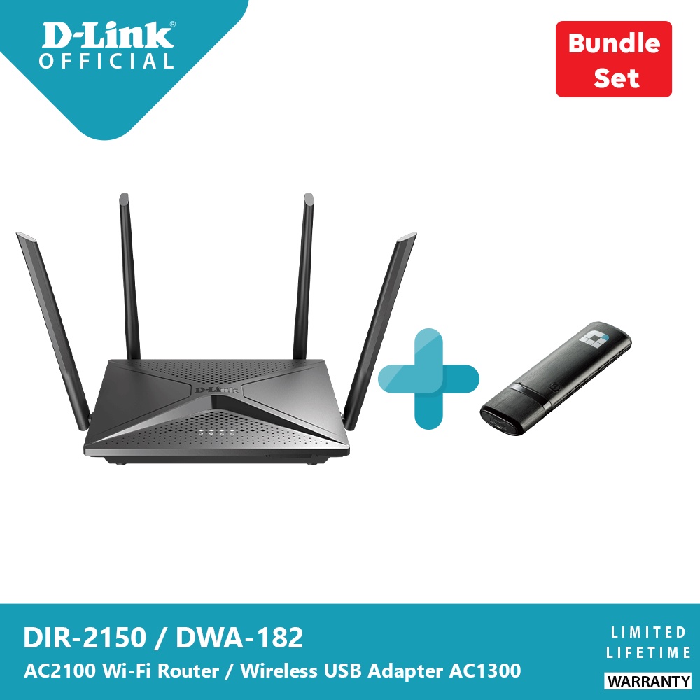 [Bundle Set] D-Link DIR-2150 AC2100 Wi-Fi Gigabit Router + D-Link DWA ...