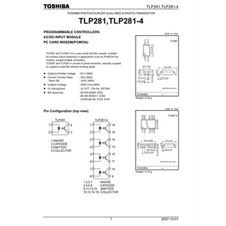 TLP281-4(J,F) DC Input Transistor Output Quad Optocoupler, Surface Mount, 16-Pin SOP | Shopee ...