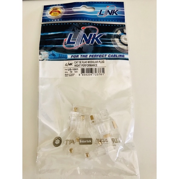 LINK CAT 5E RJ45 MODULAR PLUG HIGHT PERFORMANCE สีใส รุ่น US-1001 หัว ...