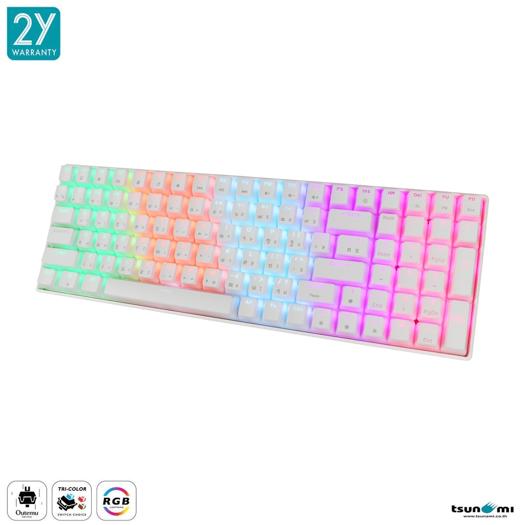 (ลด ล้าง สต๊อก) คีย์บอร์ดเกมมิ่ง Tsunami Outemu MK-100 96 Pudding Type ...