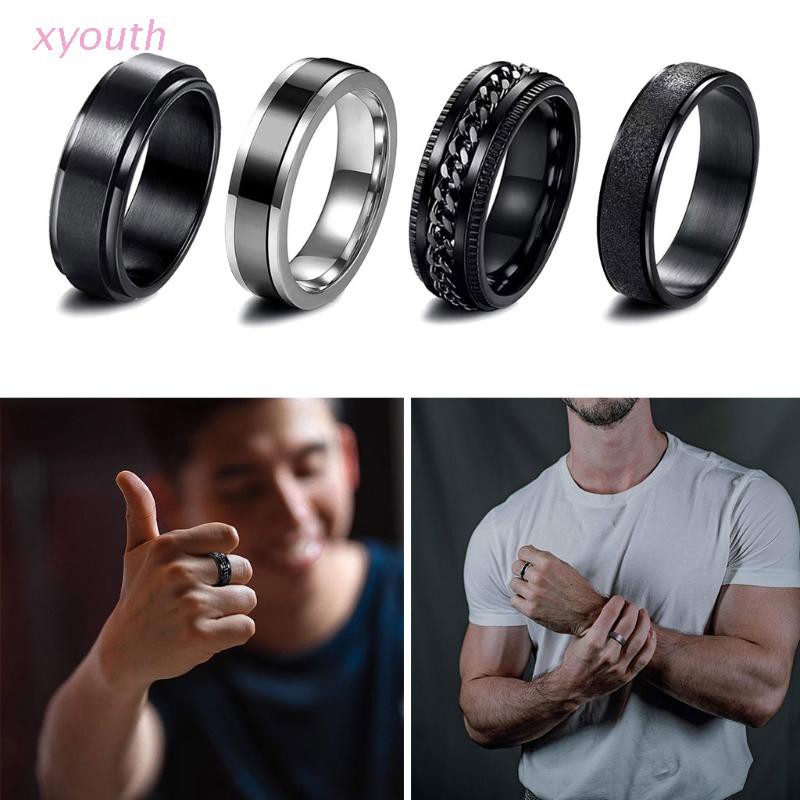 SPINNER Xy 4 ชิ้นชุดแหวนสแตนเลสแฟชั่นสําหรับผู้ชายผู้หญิง - xyouth.th ...