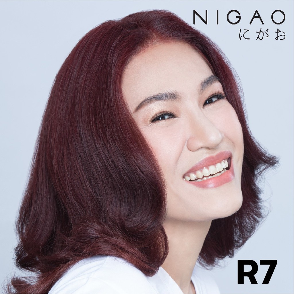 NIGAO Hair Color R7 (นิกาโอะ ครีมเปลี่ยนสีผม สีย้อมผม แดงเชอร์รี่ ...