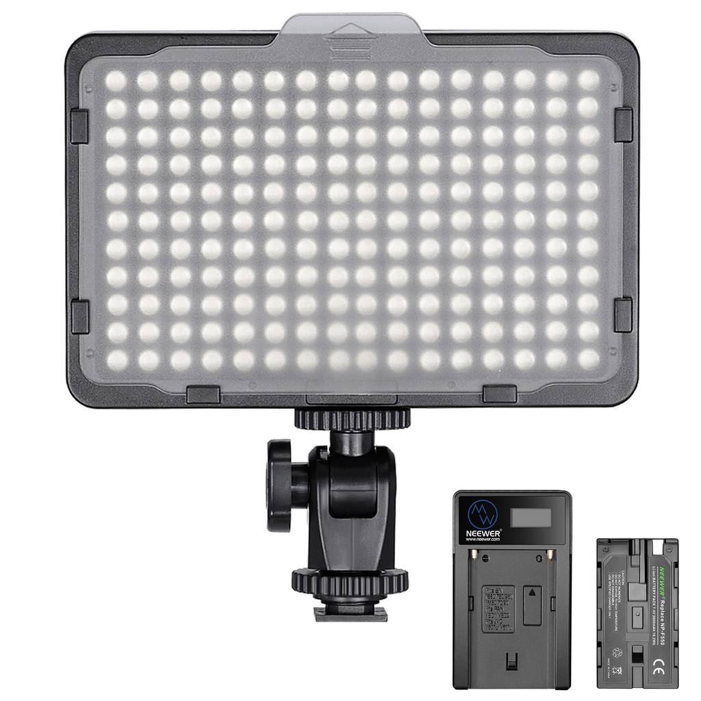 Neewer Dimmable 176 LED Video Light 5600K on Camera Light Panel with ...