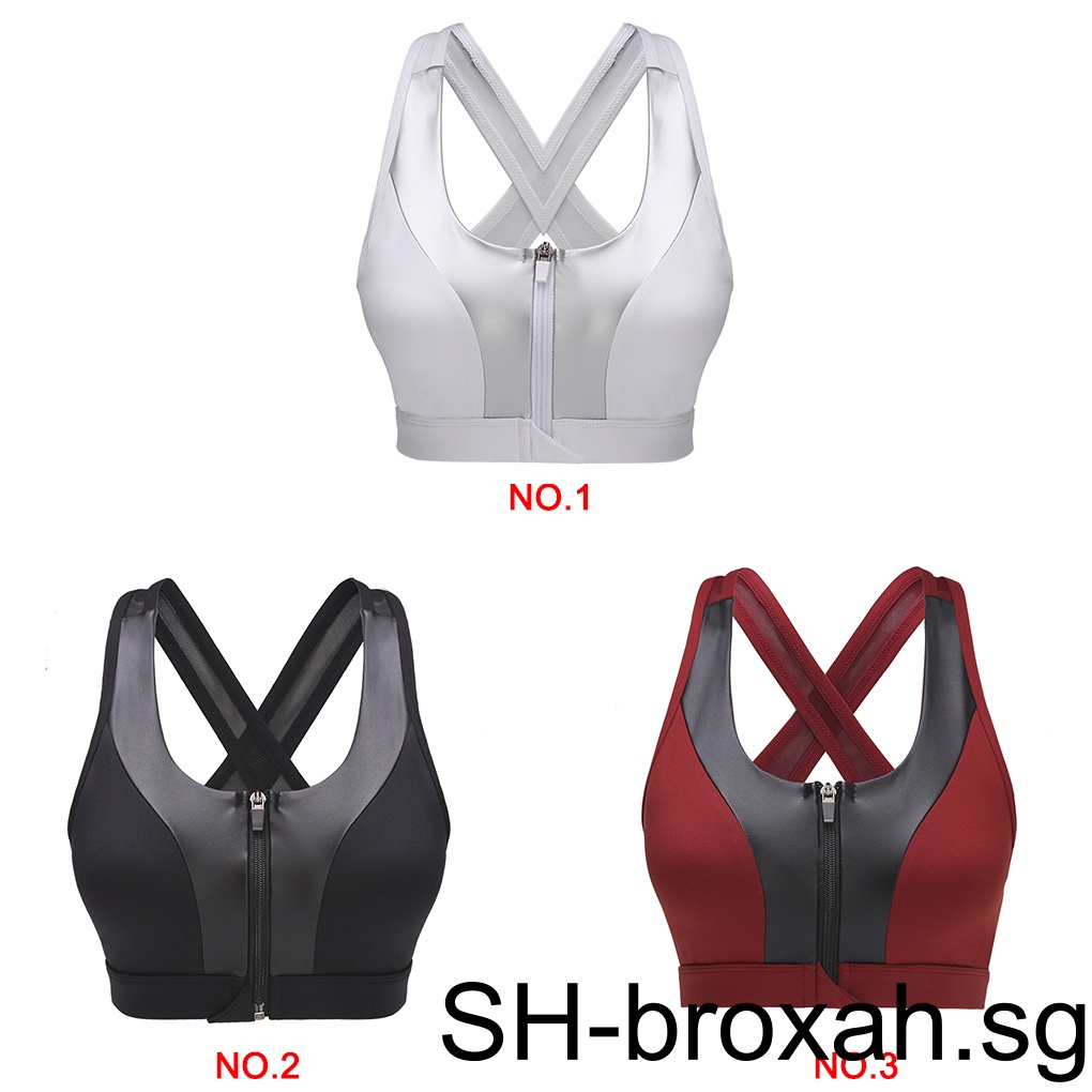 Front Zipper Sports Underwear X-Shaped Bra Women Shockproof Exercise ...