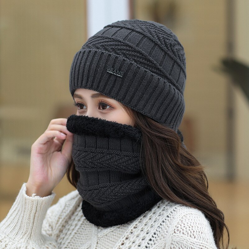 Balaclava Women's Knitted Hat Scarf Caps Neck Warmer Winter Hats For ...