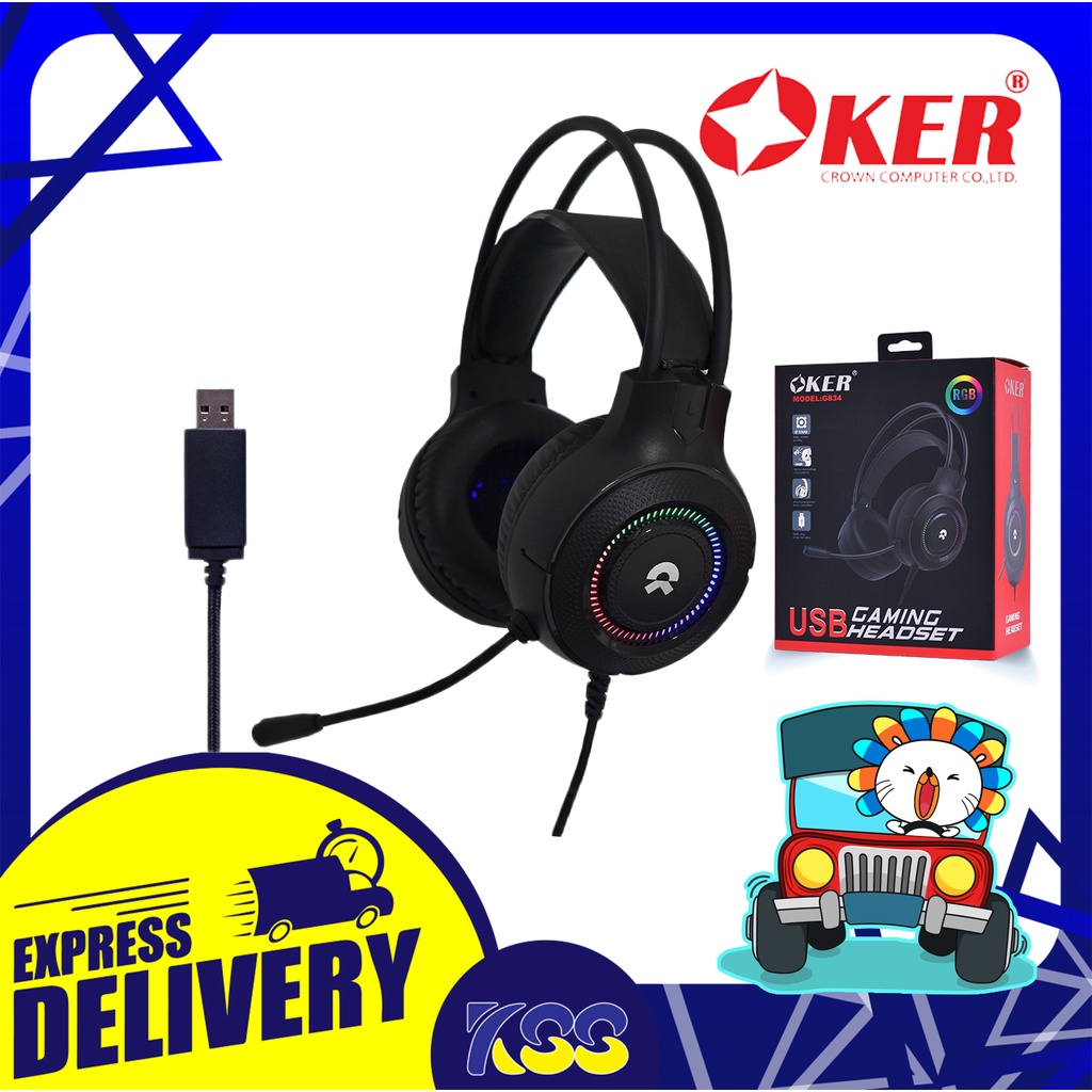 หูฟัง หูฟังเล่นเกมส์ หูฟังเกมมิ่งส์ Oker G834 PRO GAMING HEADSET usb 7.1 surround RGB รับประกัน ...