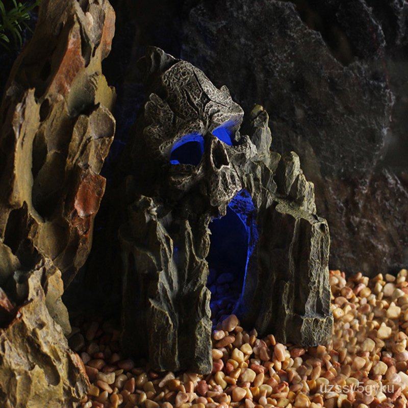 Aquarium Skull Resin Decoration Fish Tank Terrarium Hideout Rockery ...