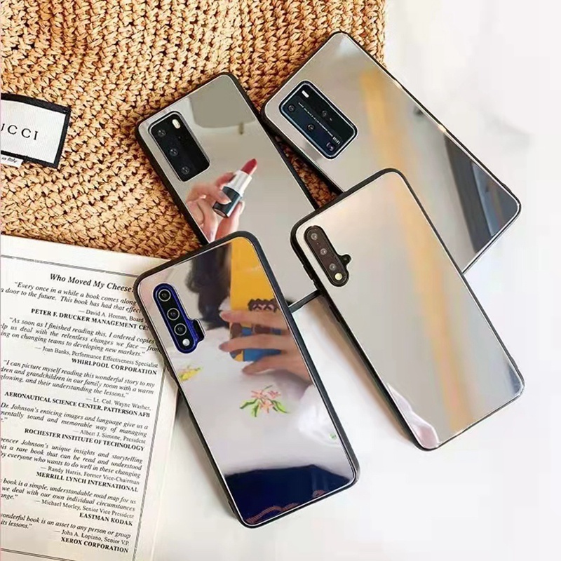 เคสโทรศัพท์มือถือ TPU ป้องกัน หรูหรา มีกระจกแต่งหน้า สีดํา สําหรับ HUAWEI Mate30 40 Pro P30 P40 ...
