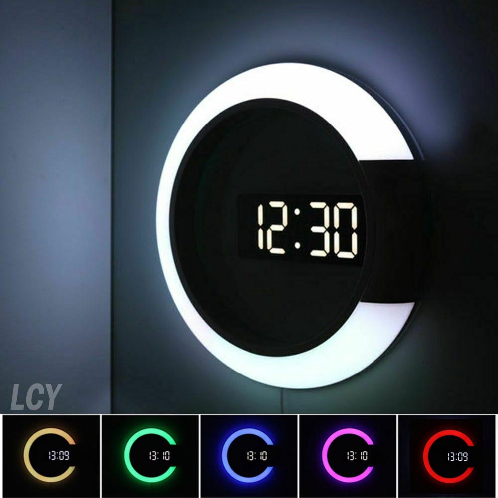 Remote Control Led Digital Clock Creative 3D Wall Clock with Alarm ...