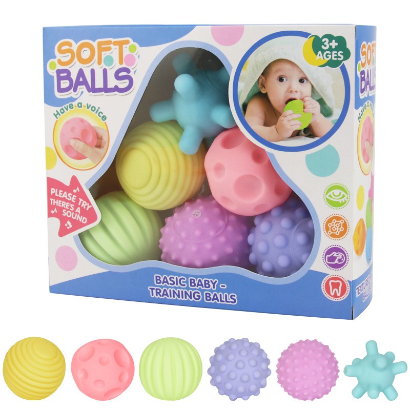 Children Rubber Ball Soft Textured Stress Ball Toy Capsule Baby Tactile ...