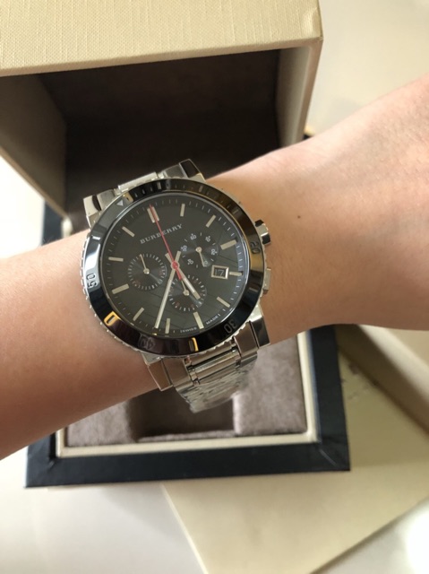 พร้อมส่ง‼️Burberry black dial Chronograph Stainless steel mens watch ...